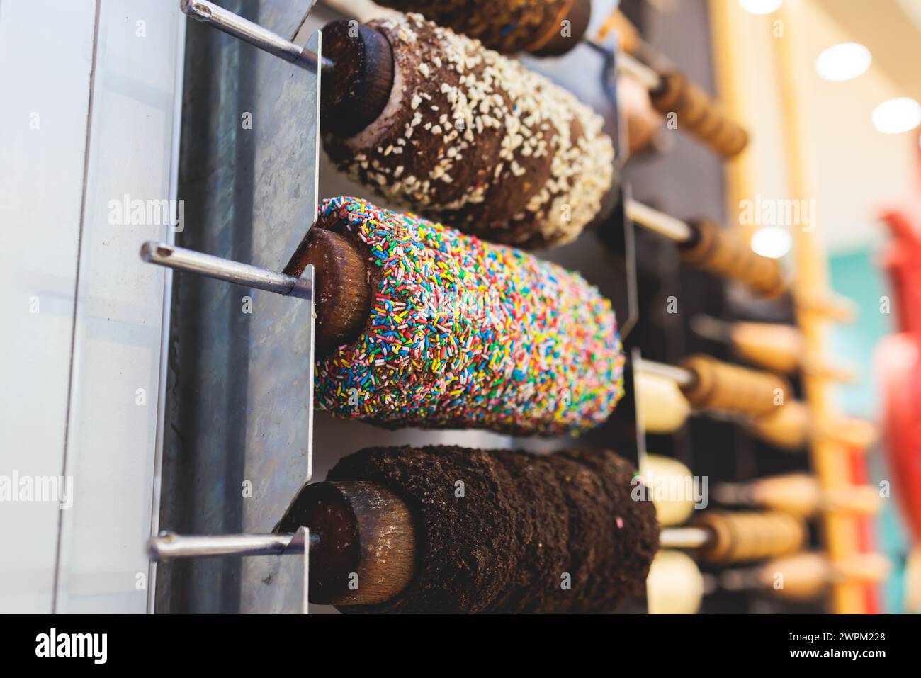 Trdelnik, traditional czech and european sweet street food trdlo ...