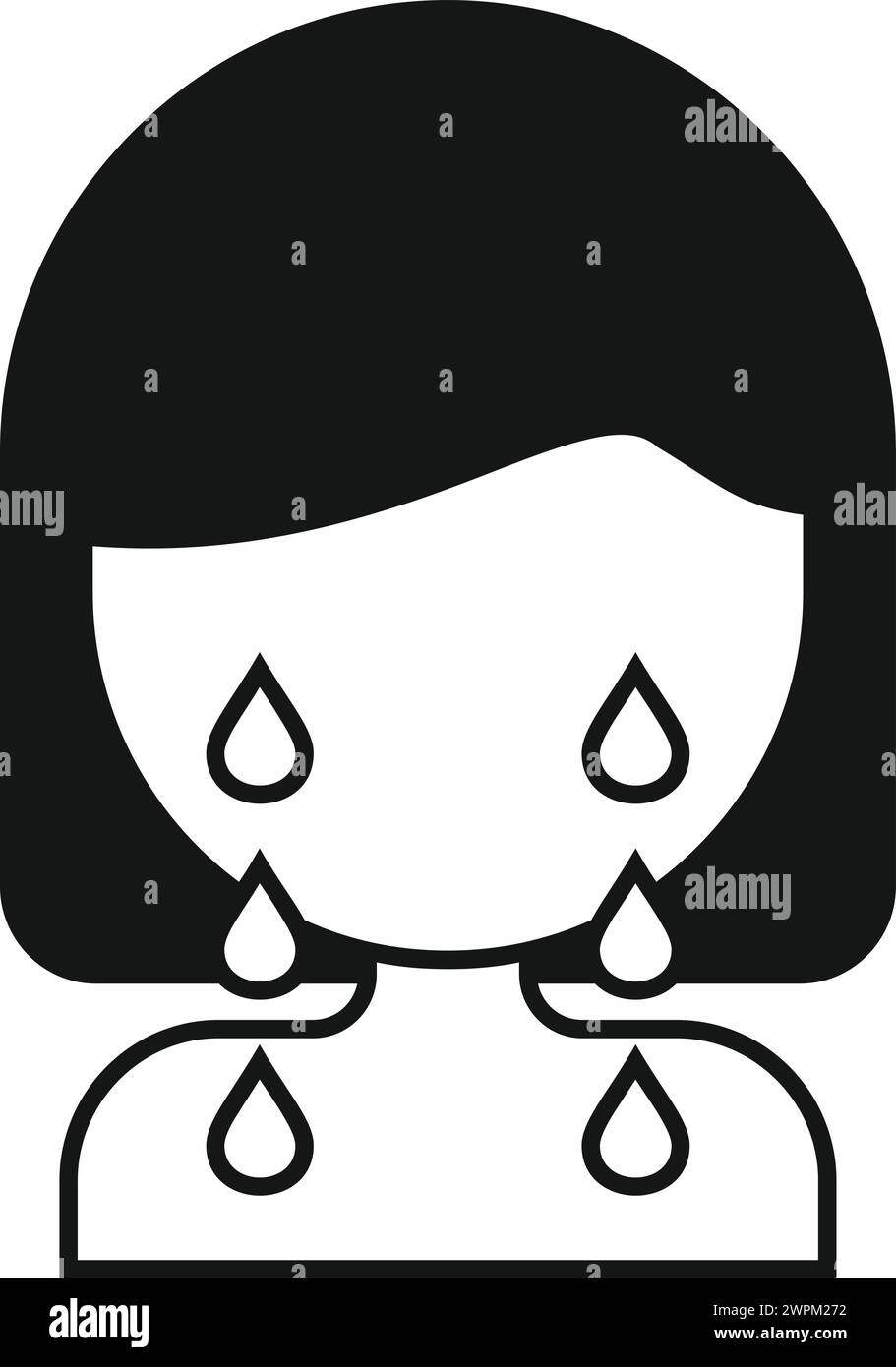 Female depression cry icon simple vector. Wife change. Poor pain aging ...