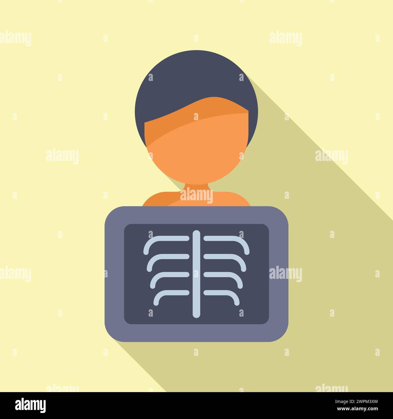 Care health body icon flat vector. Xray person image. Chest bone ...