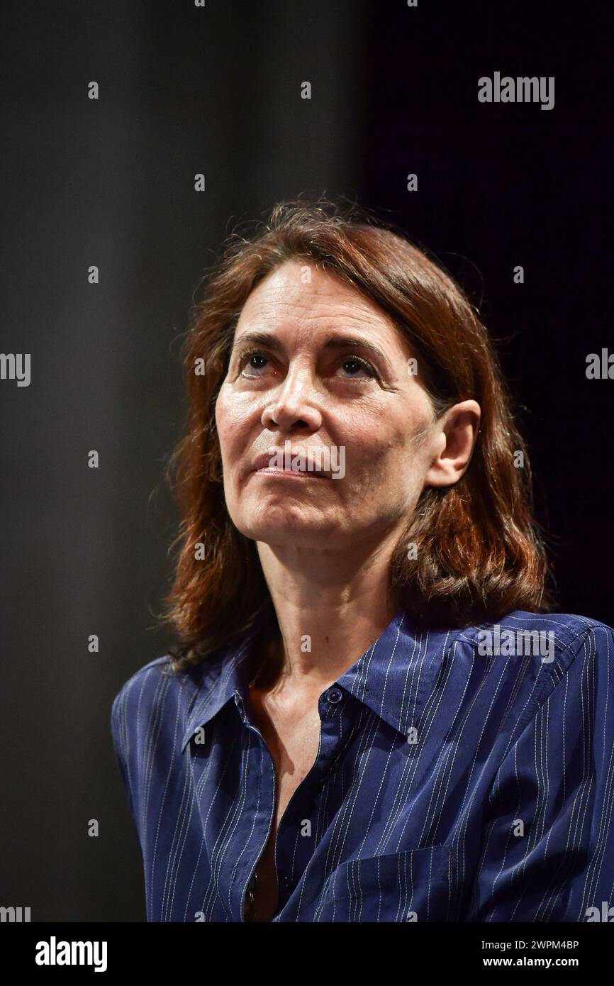 Paris, France. 08th Mar, 2024. French journalist Helene Devynck looks ...
