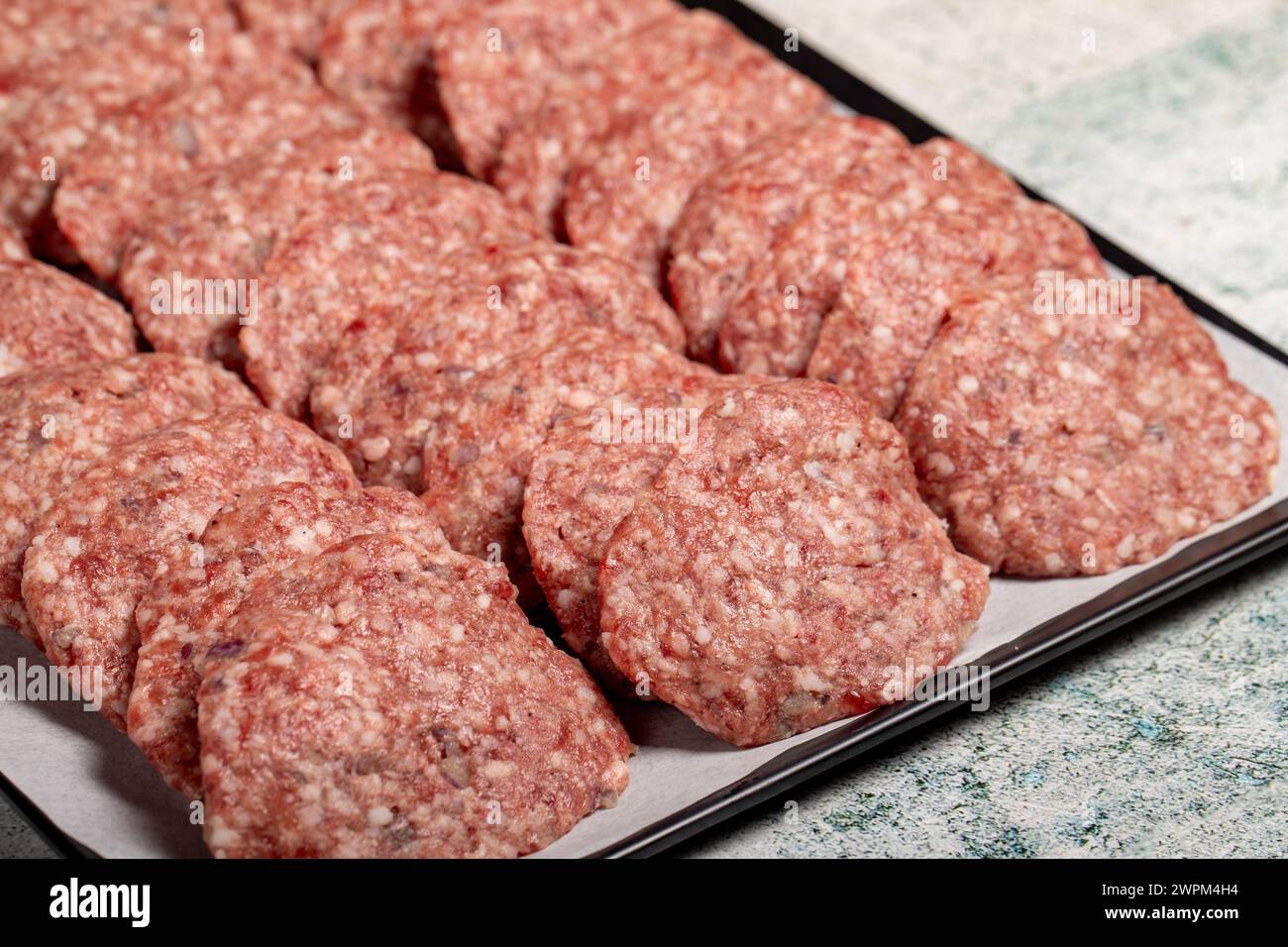 Beef meatballs. Butcher products. Raw beef meatballs on stone ...