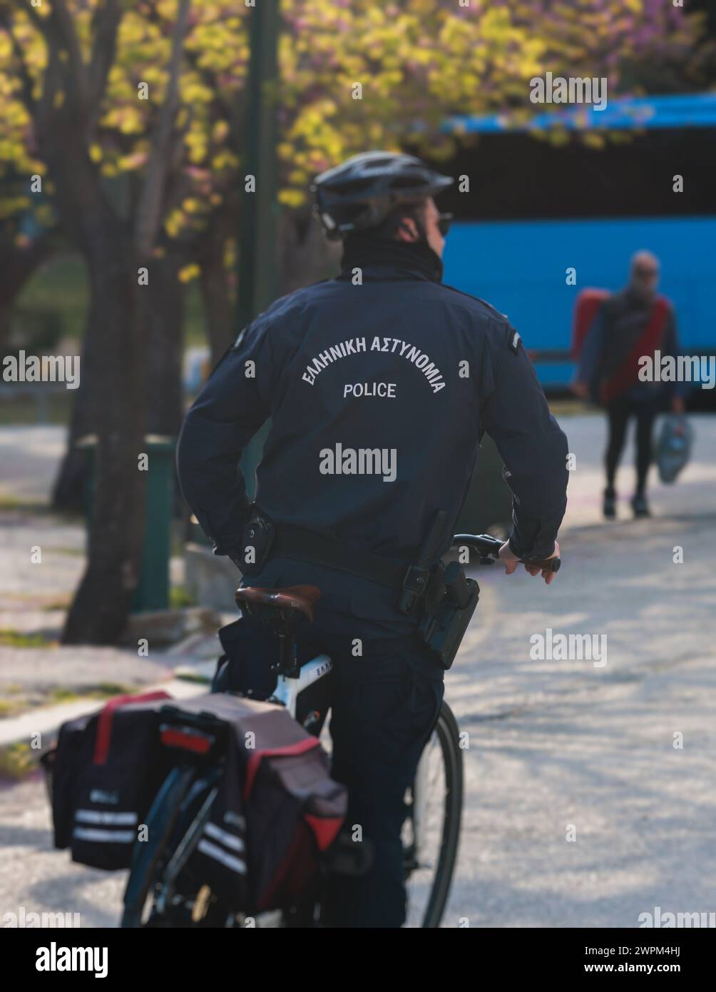 Hellenic Police on bikes with "Greek Police" logo on uniform, Greek ...