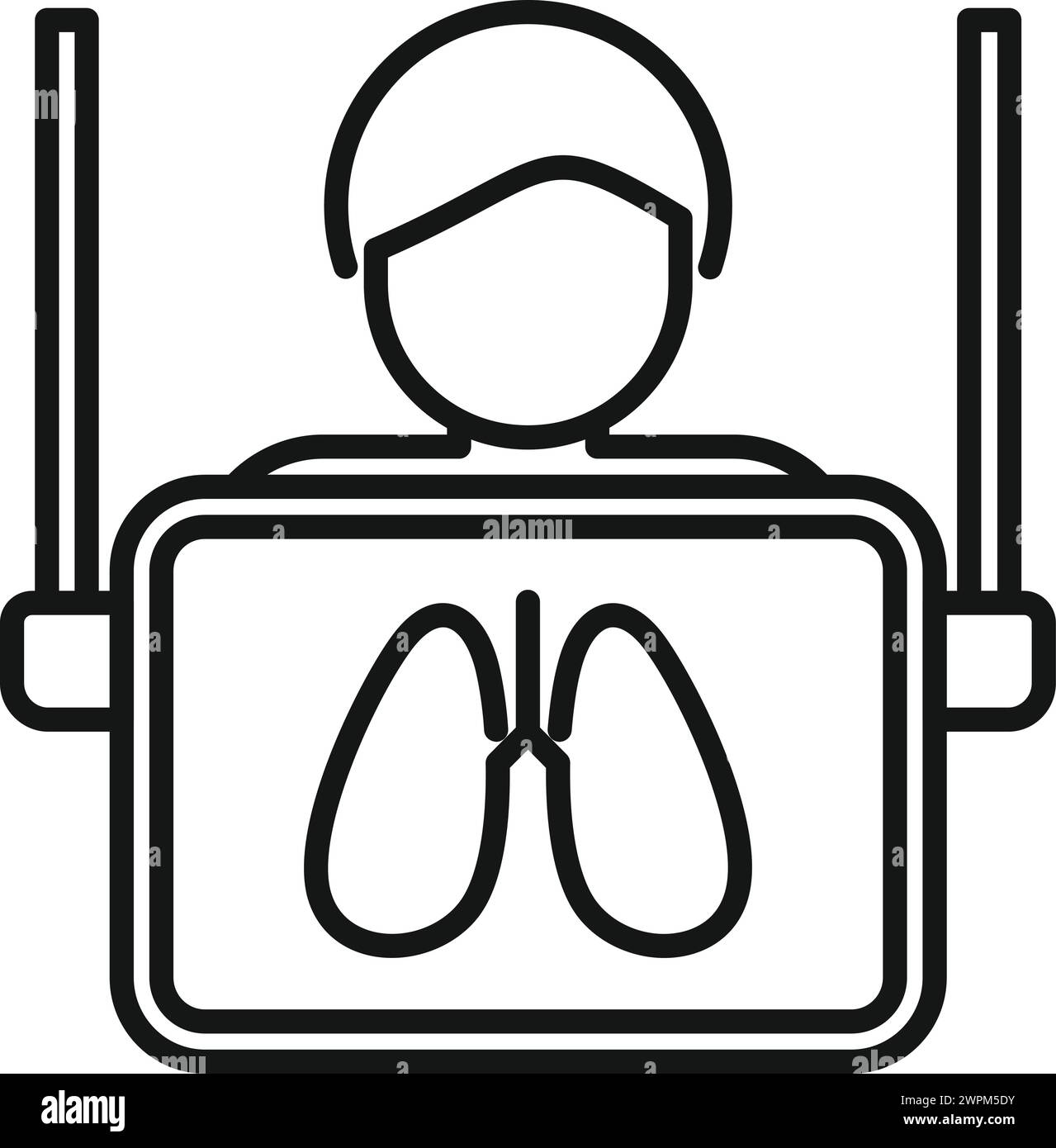 Lungs examination person icon outline vector. Hospital client. Human ...