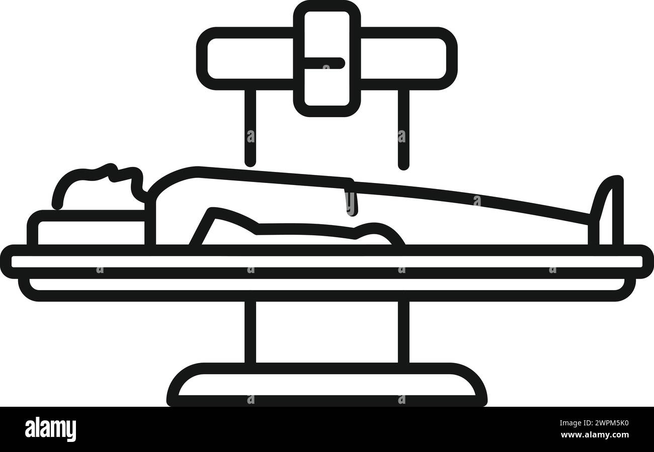 Client bed scan icon outline vector. Xray image clinic. Person ...