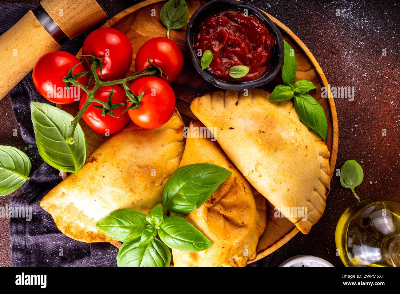 Homemade patty pies, baked pastries with meat or vegetables. Italian ...