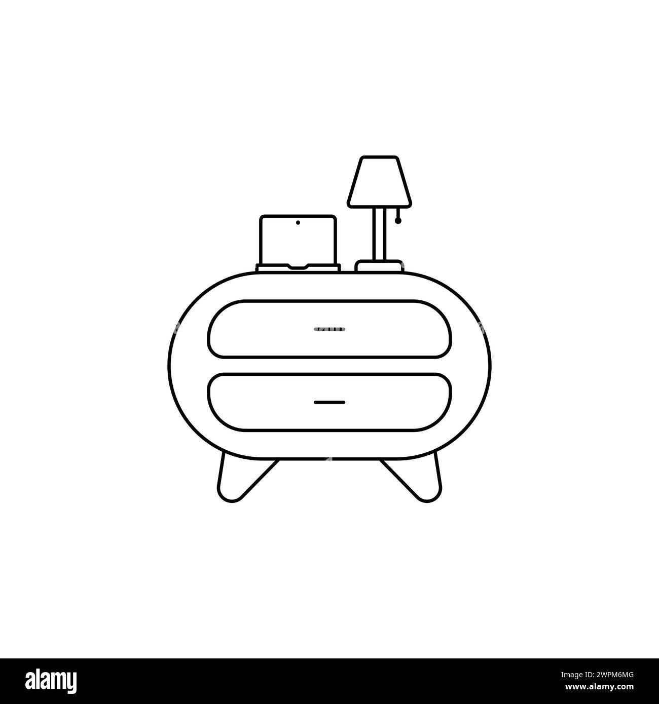 Outline of the bedside table. Linear logo of the interior of the ...