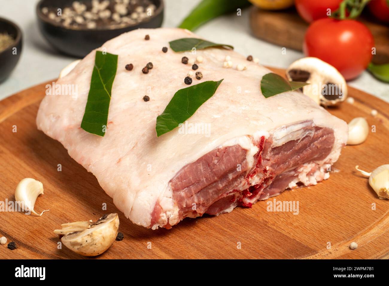 Boneless lamb back meat. Butcher products. Lamb back fillet meat on ...