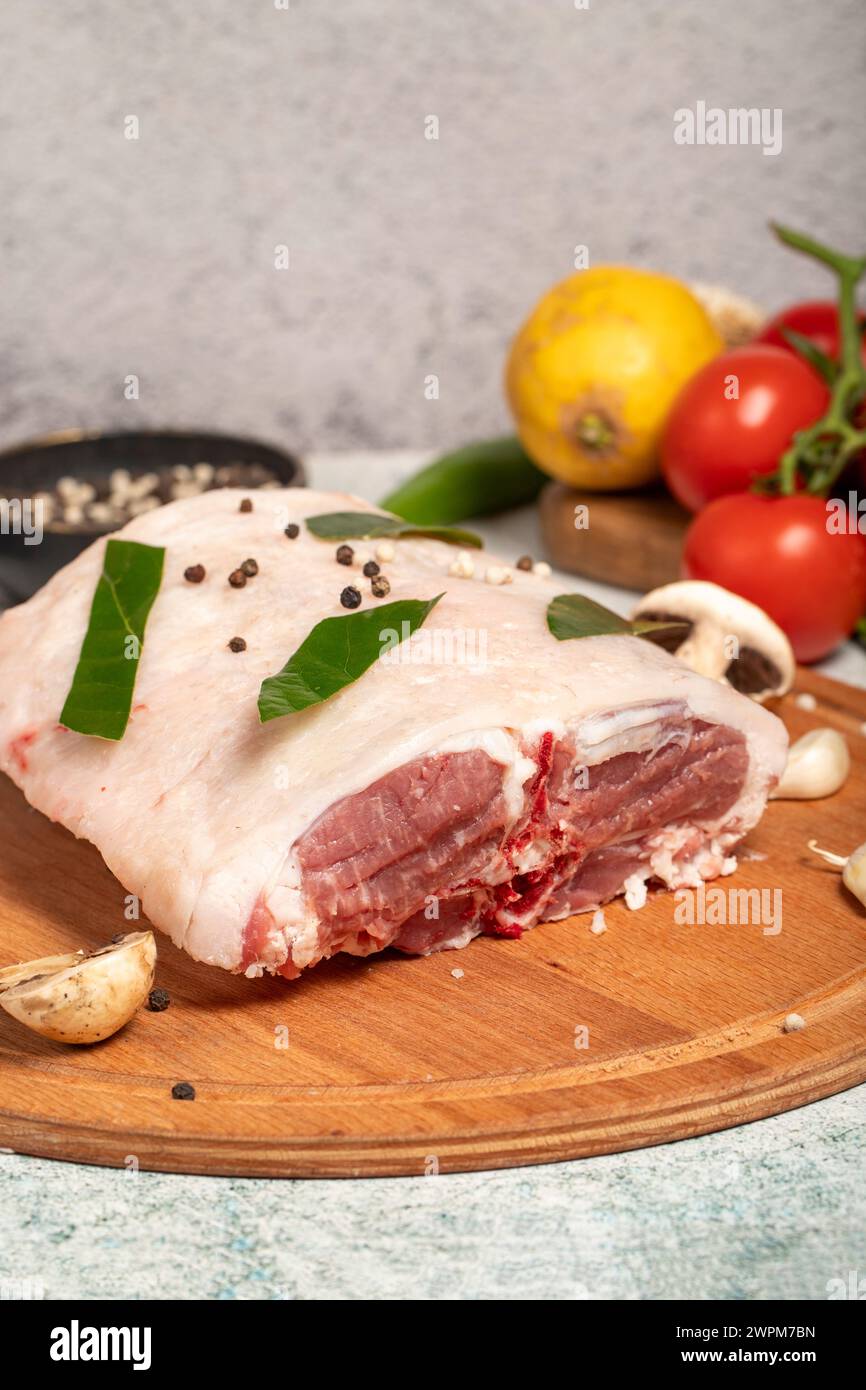 Boneless lamb back meat. Butcher products. Lamb back fillet meat on ...