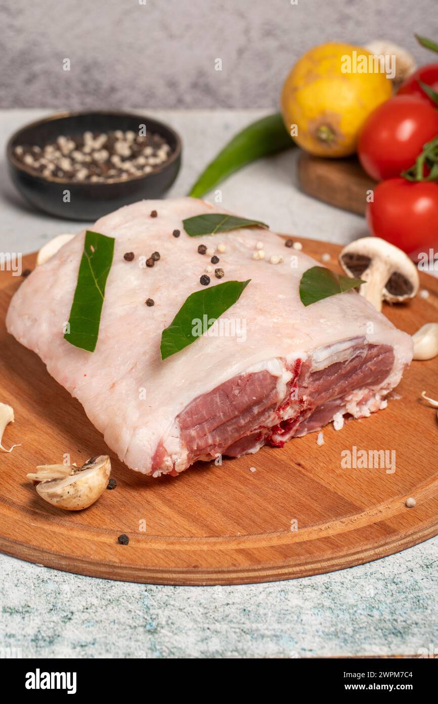 Boneless lamb back meat. Butcher products. Lamb back fillet meat on ...