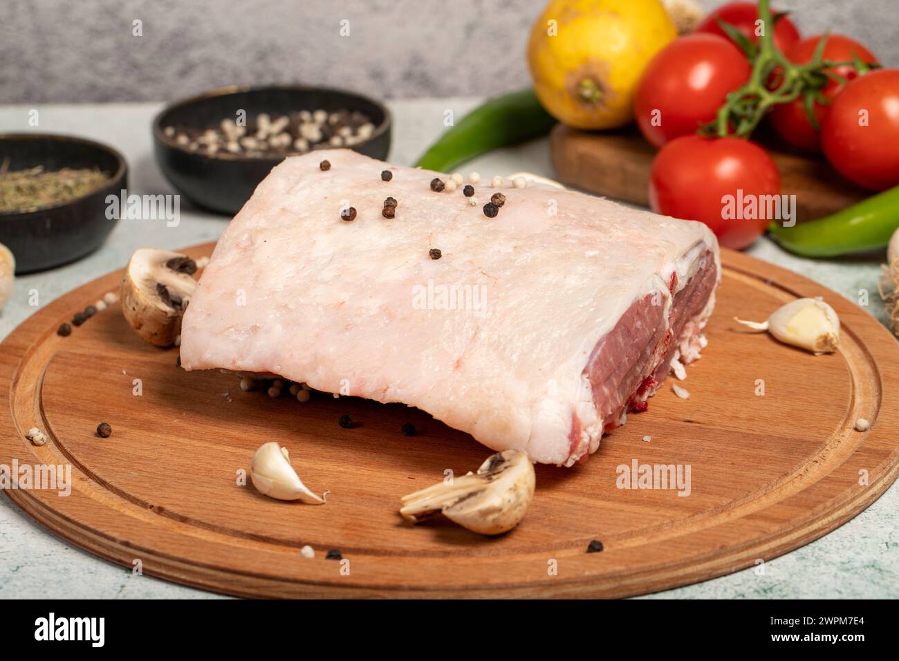 Boneless lamb back meat. Butcher products. Lamb back fillet meat on ...