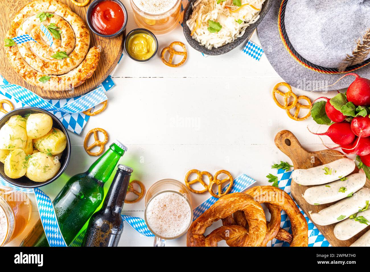 Oktoberfest munich traditional festival menu foods - bavarian sausages ...