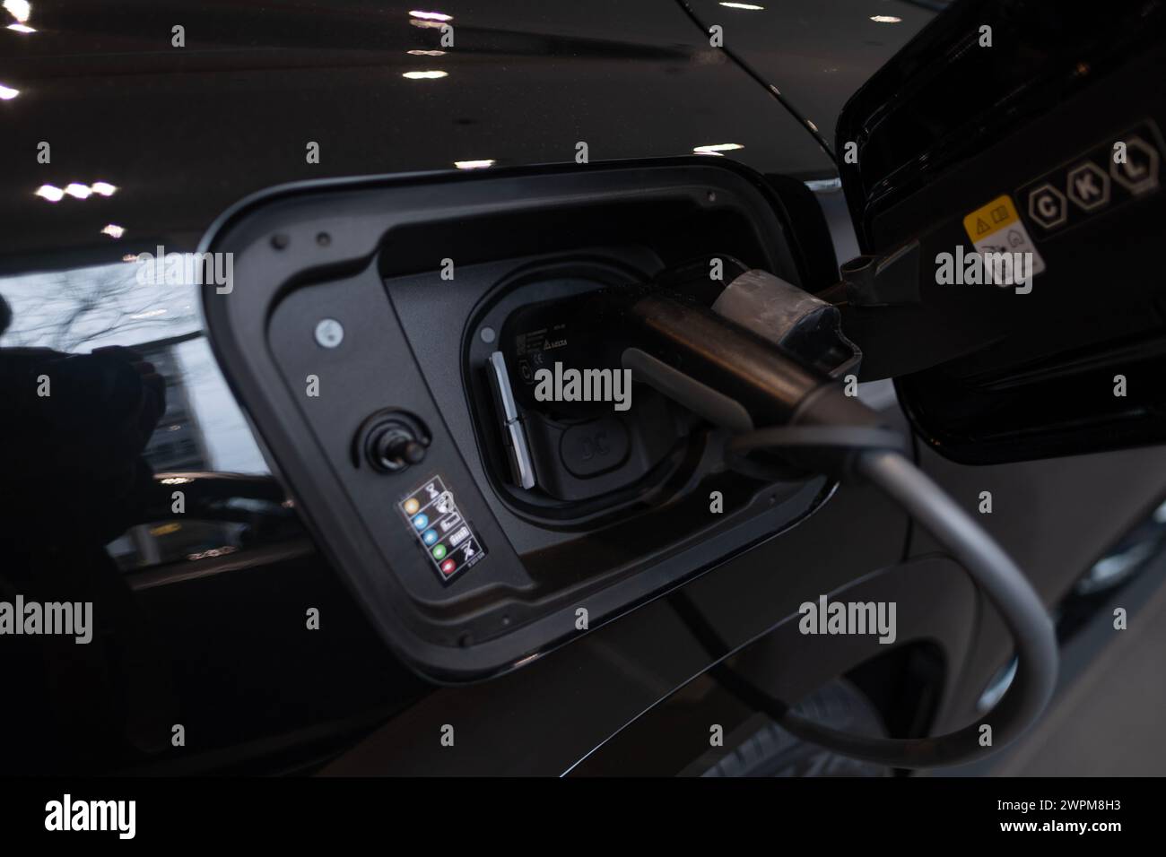 closeup Charging port on electric cross-coupe BMW iX2 crossover German ...