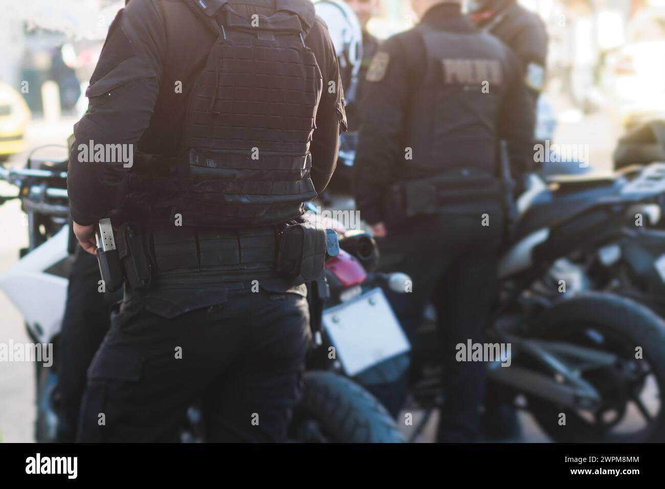 Police squad formation on duty maintain public order in the european ...