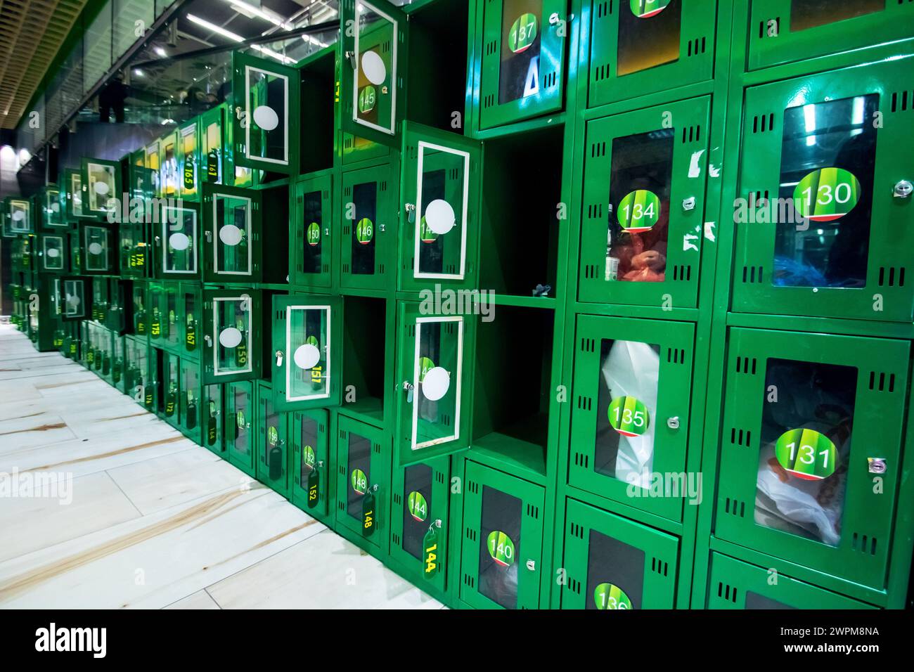 Red and green lockers hi-res stock photography and images - Alamy