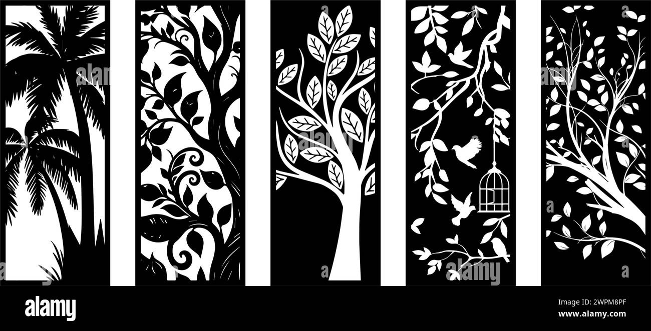 Decorative wall panels set, pattern with abstract Stock Vector Image ...