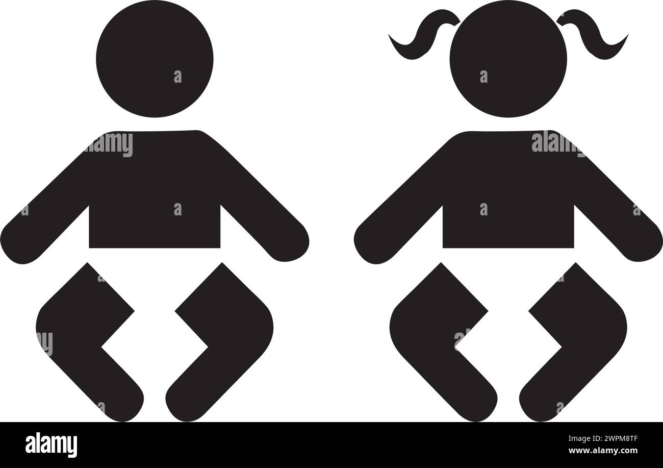 Female and male baby sign on a white background with copy space Stock ...