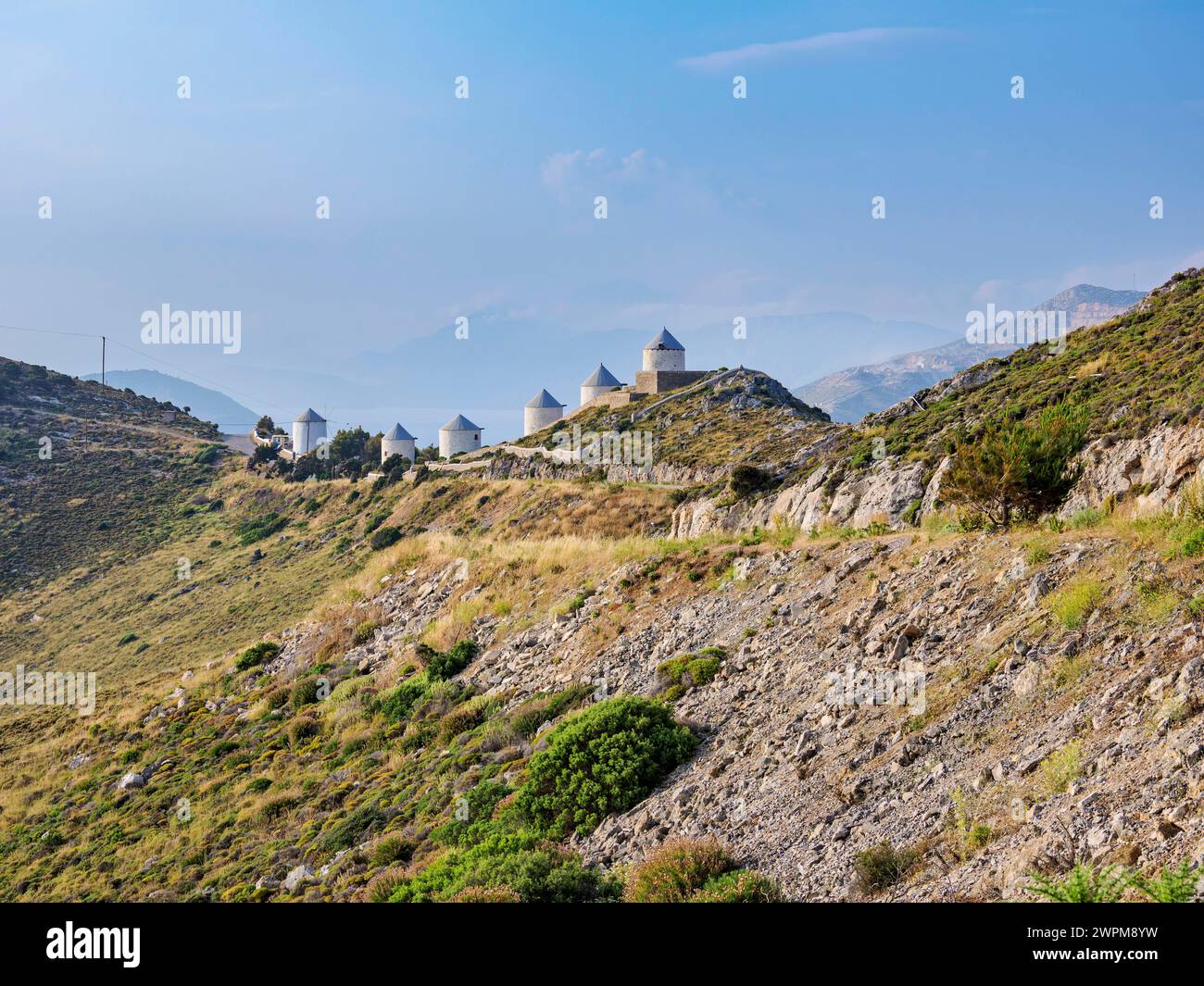 Windmills of Pandeli, Leros Island, Dodecanese, Greek Islands, Greece ...
