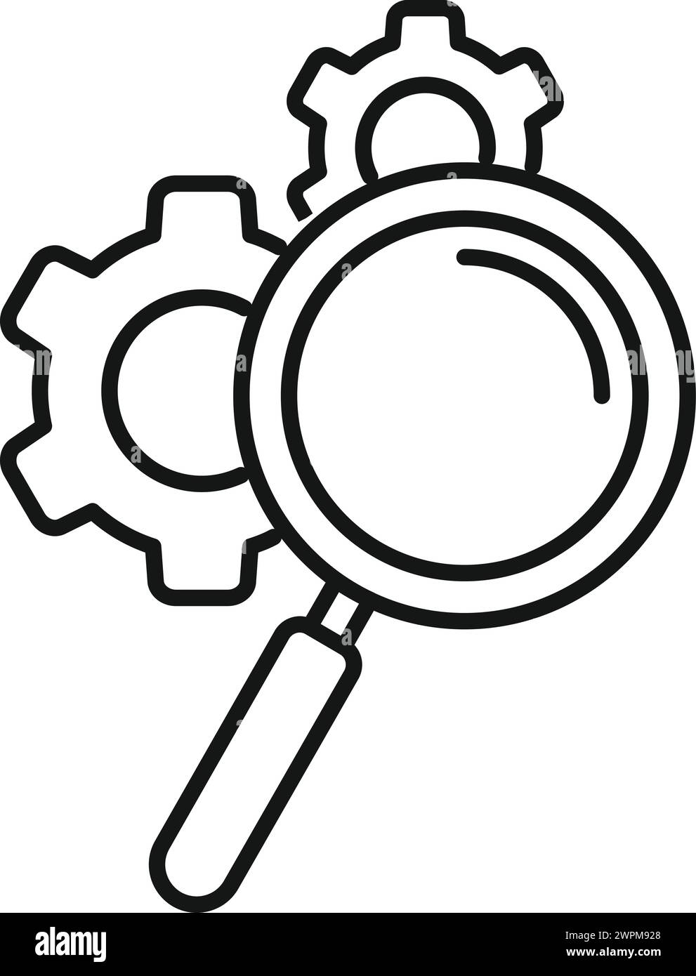 Cog system search icon outline vector. Phone specification. Cooperation machine Stock Vector ...