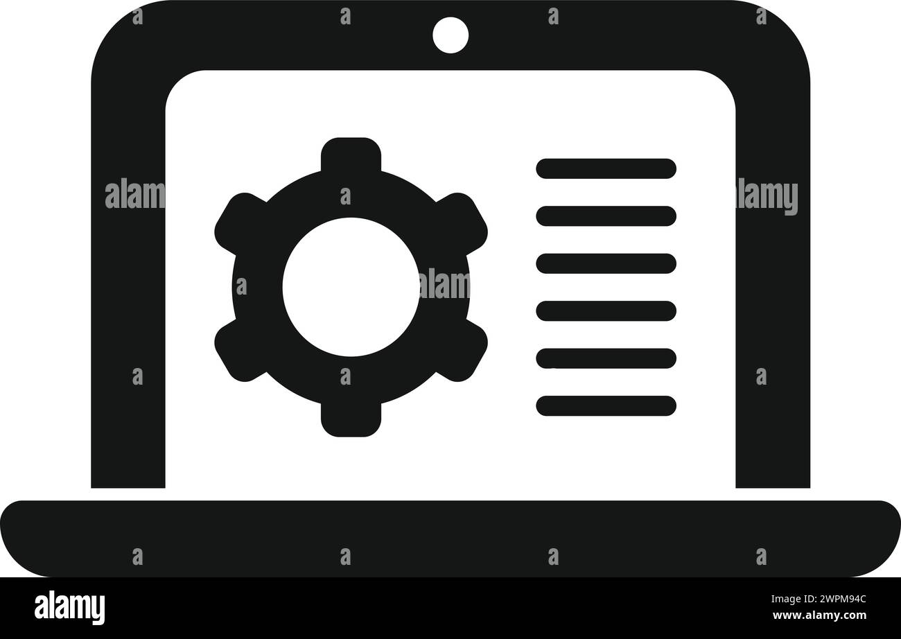 Laptop gear overview icon simple vector. Solitary tech cog. Dual memory mobile Stock Vector ...