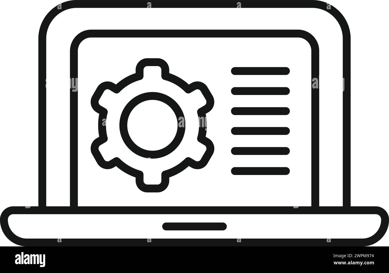 Laptop Gear Overview Icon Outline Vector Solitary Tech Cog Dual Memory Mobile Stock Vector 