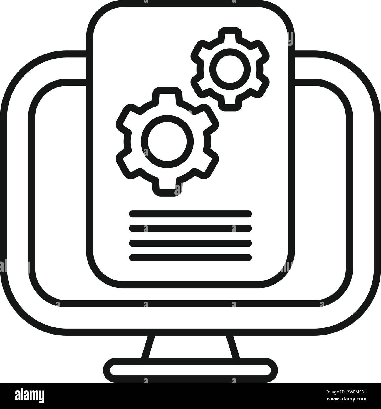 Gear tech monitor overview icon outline vector. Sim battery. Data boost ...