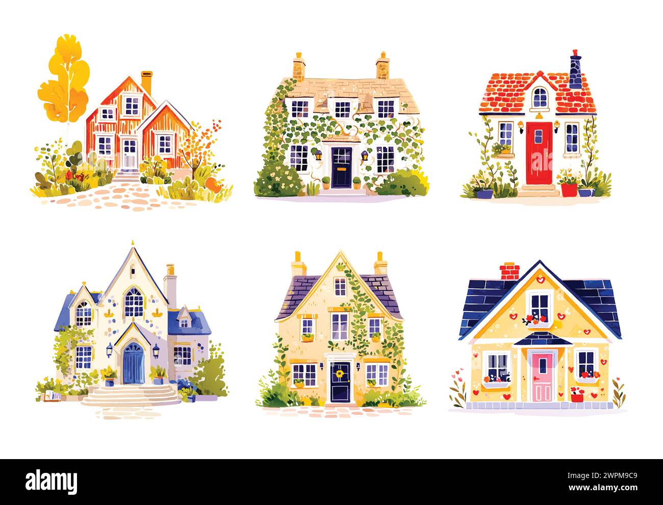 Watercolor houses hi-res stock photography and images - Alamy