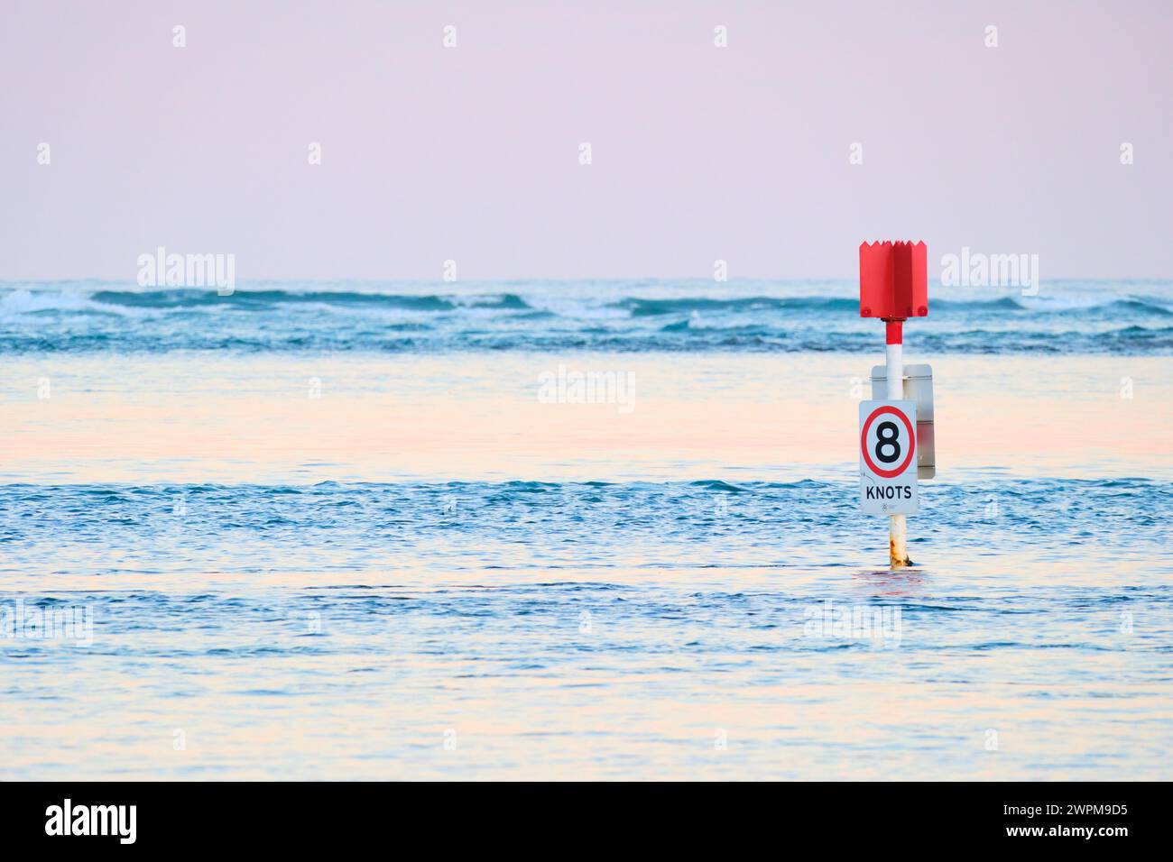 A navigation marker indicating an 8 knot speed limit in Hardy Inlet ...