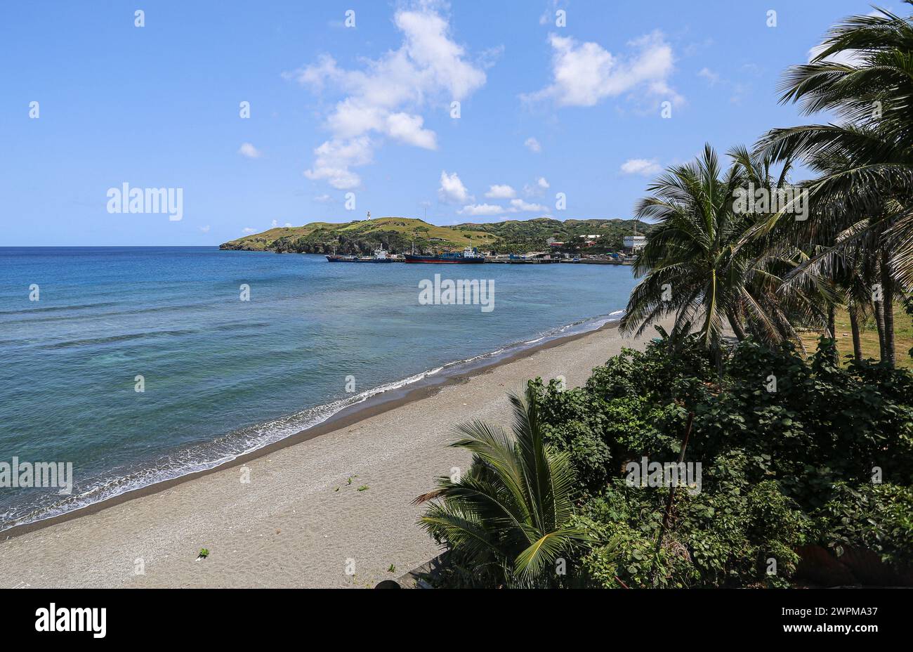 Batan, Philippines. Mar 8, 2024: Beach, Basco seaport & hills in ...