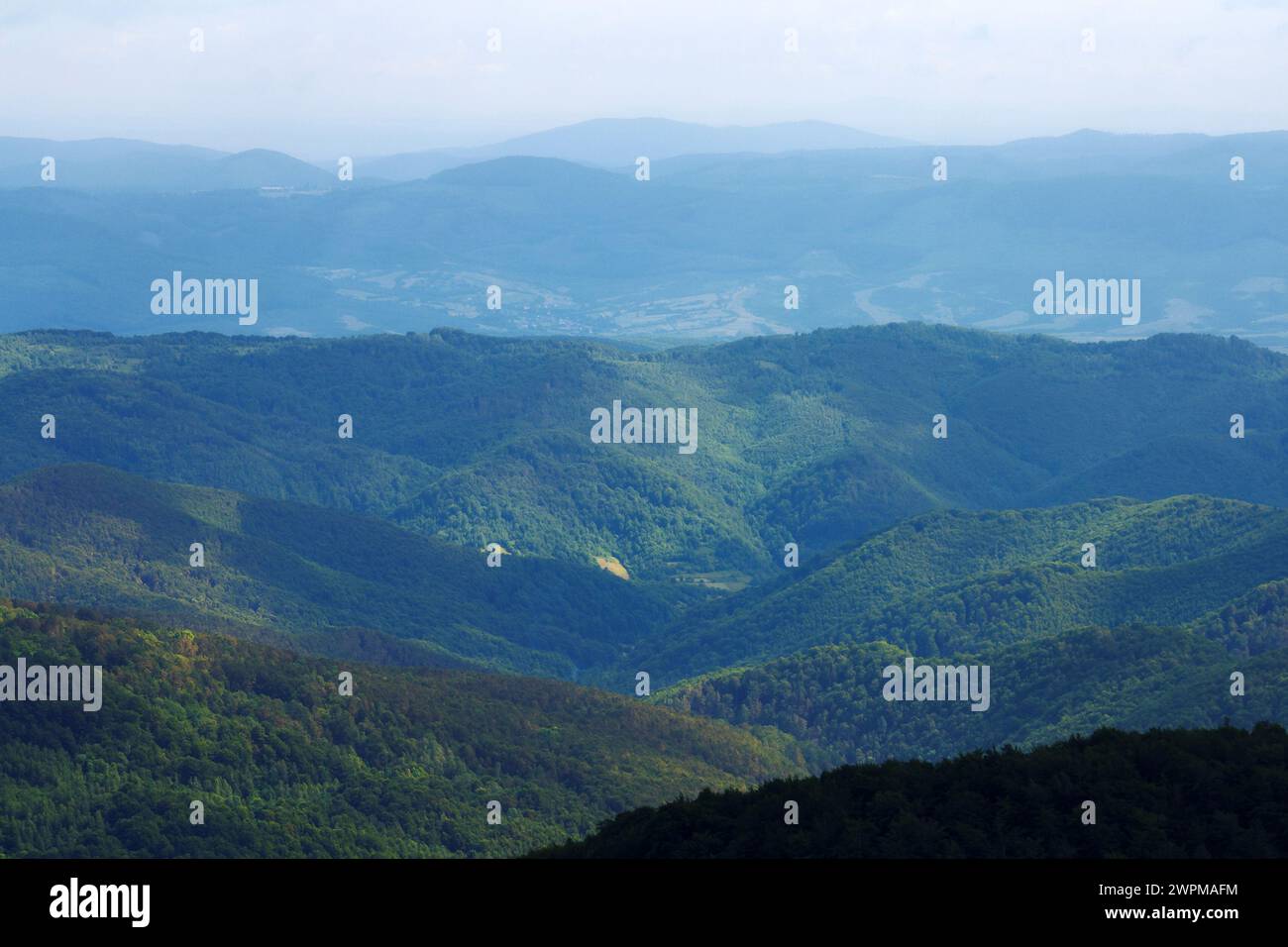 mountainous rolling landscape in summer. nature background in morning ...