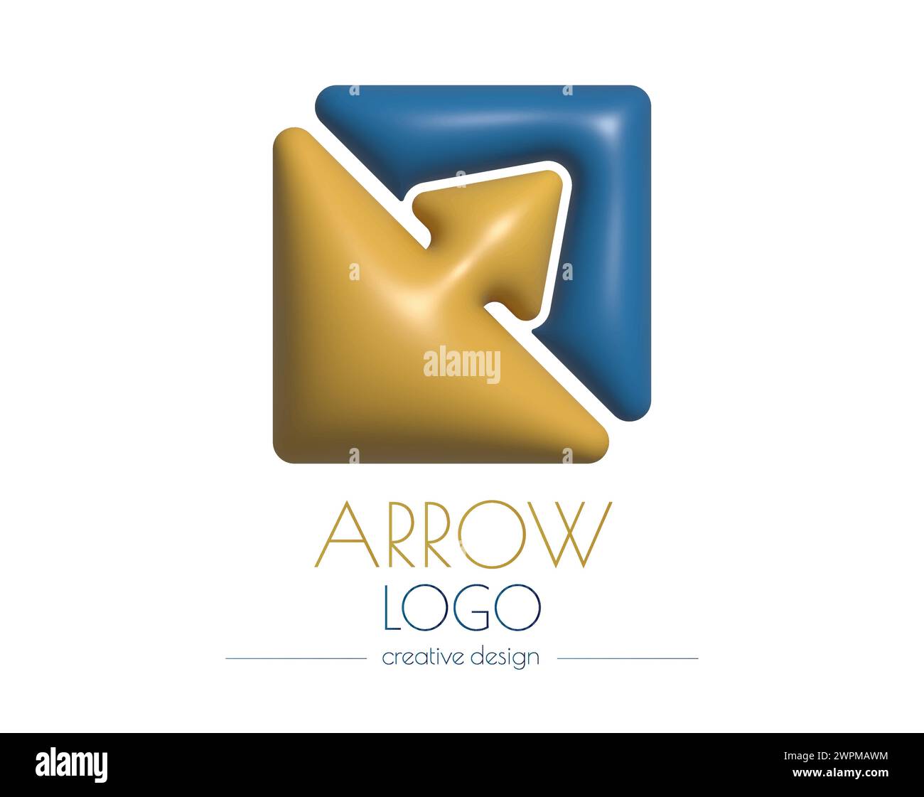 3d arrow logo. A template for a brand, ID, sticker, sticker, or ...