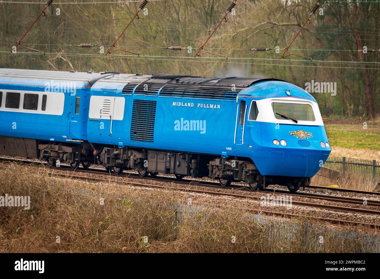 The Blue Pullman HST train passing Winwick on the West Coast Main Line ...