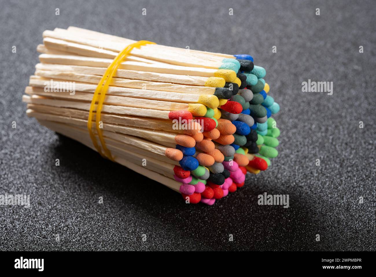 angle view bunch of colorful matchsticks at horizontal composition ...