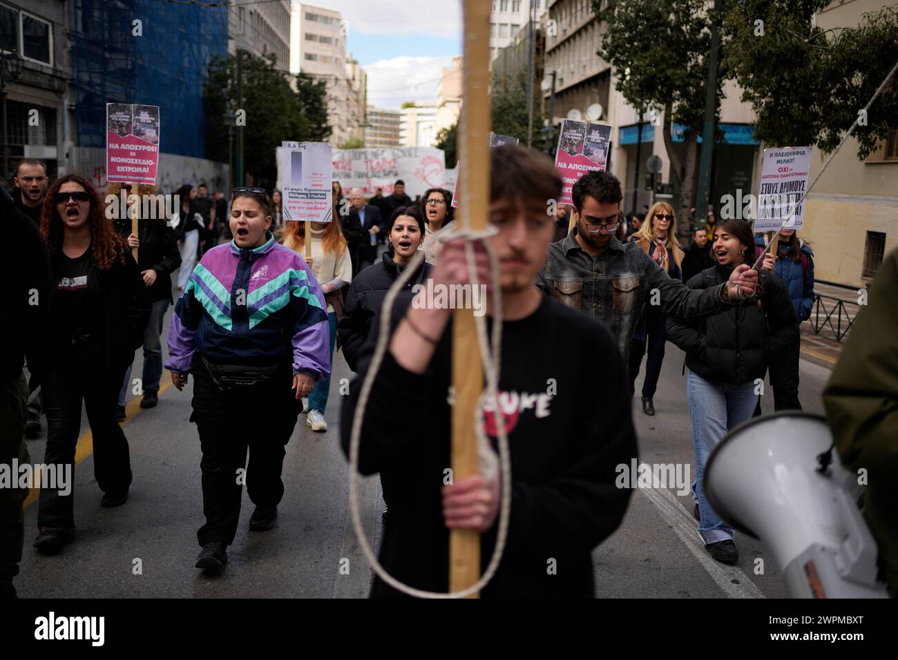 University students march during a demonstration in Athens, Greece ...