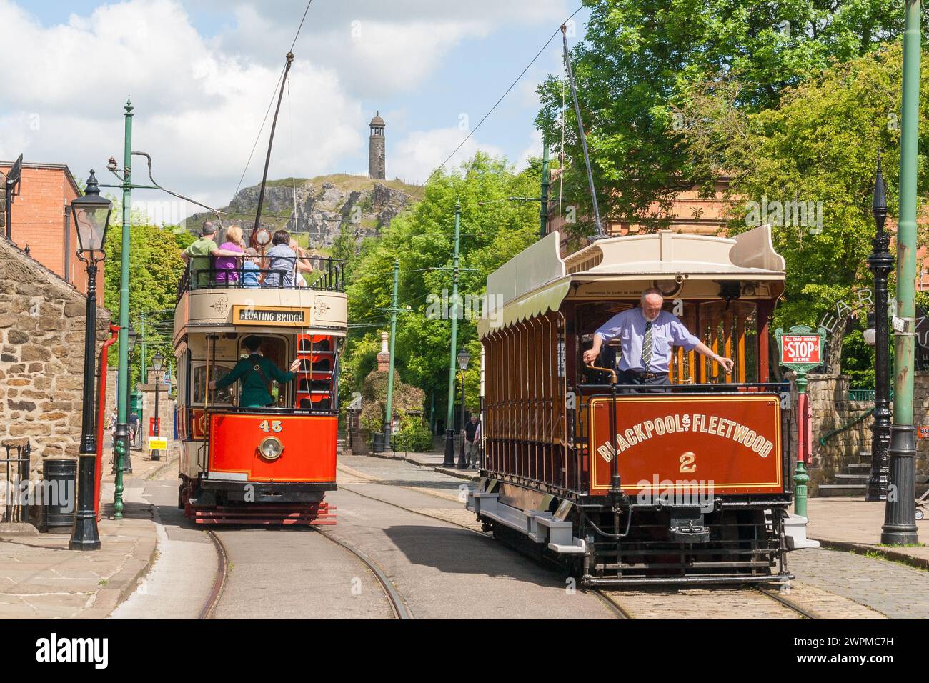 Trams at the Crich Tramway museum Derbyshire Stock Photo - Alamy