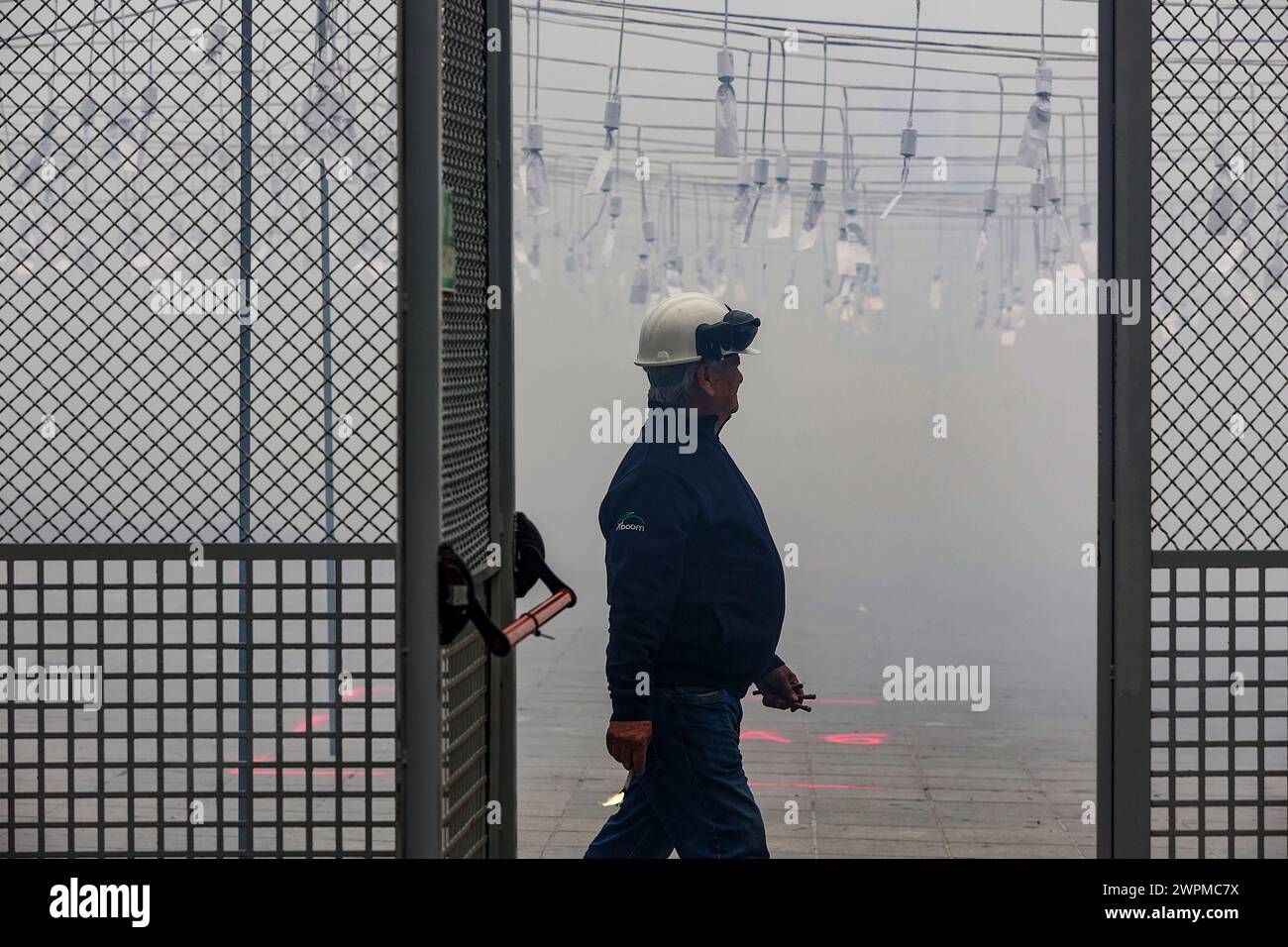 A security agent in the vicinity of the 'mascletà' of the Fallas 2024 ...