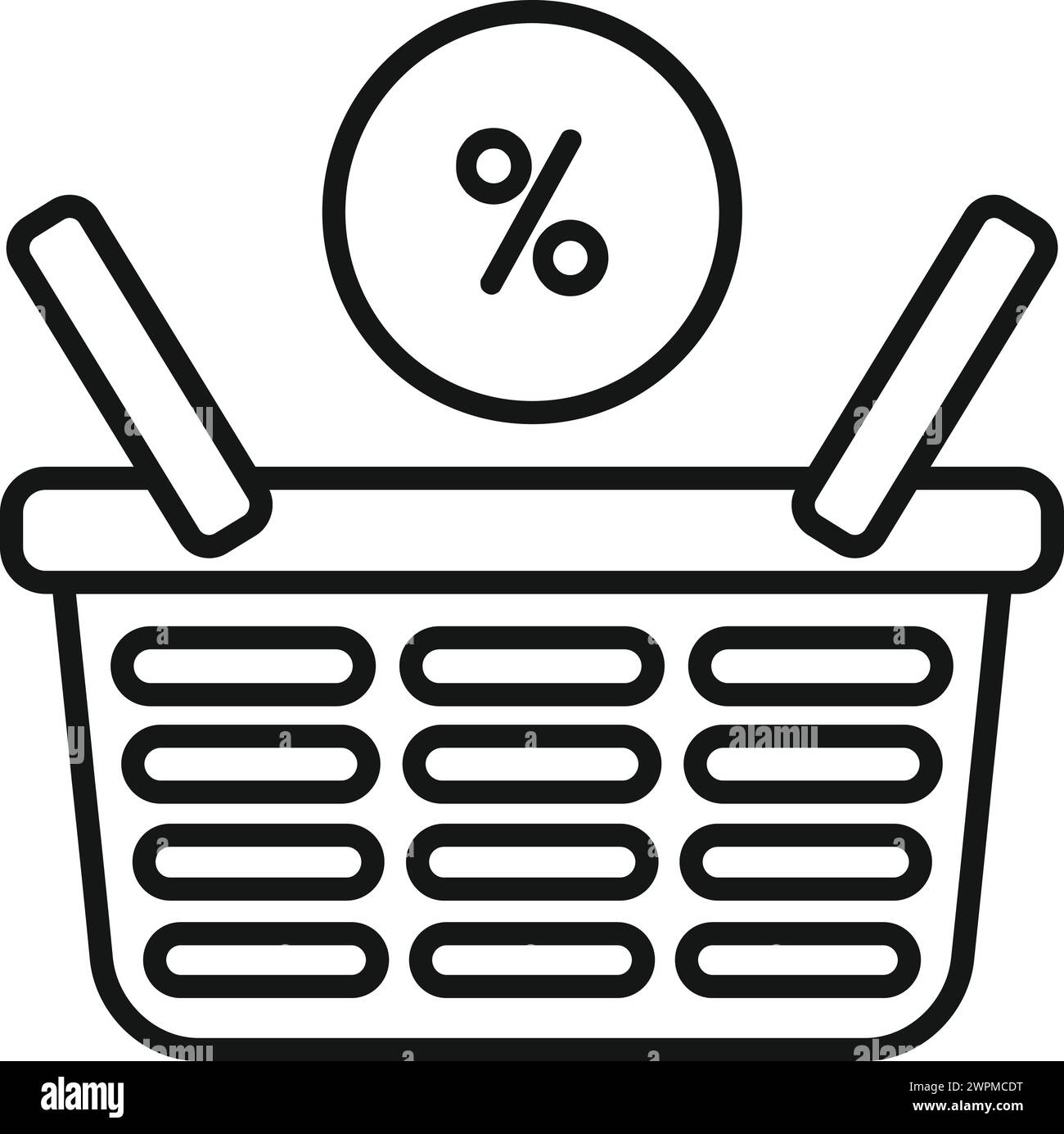 Sale market basket icon outline vector. Shop promotion image ...