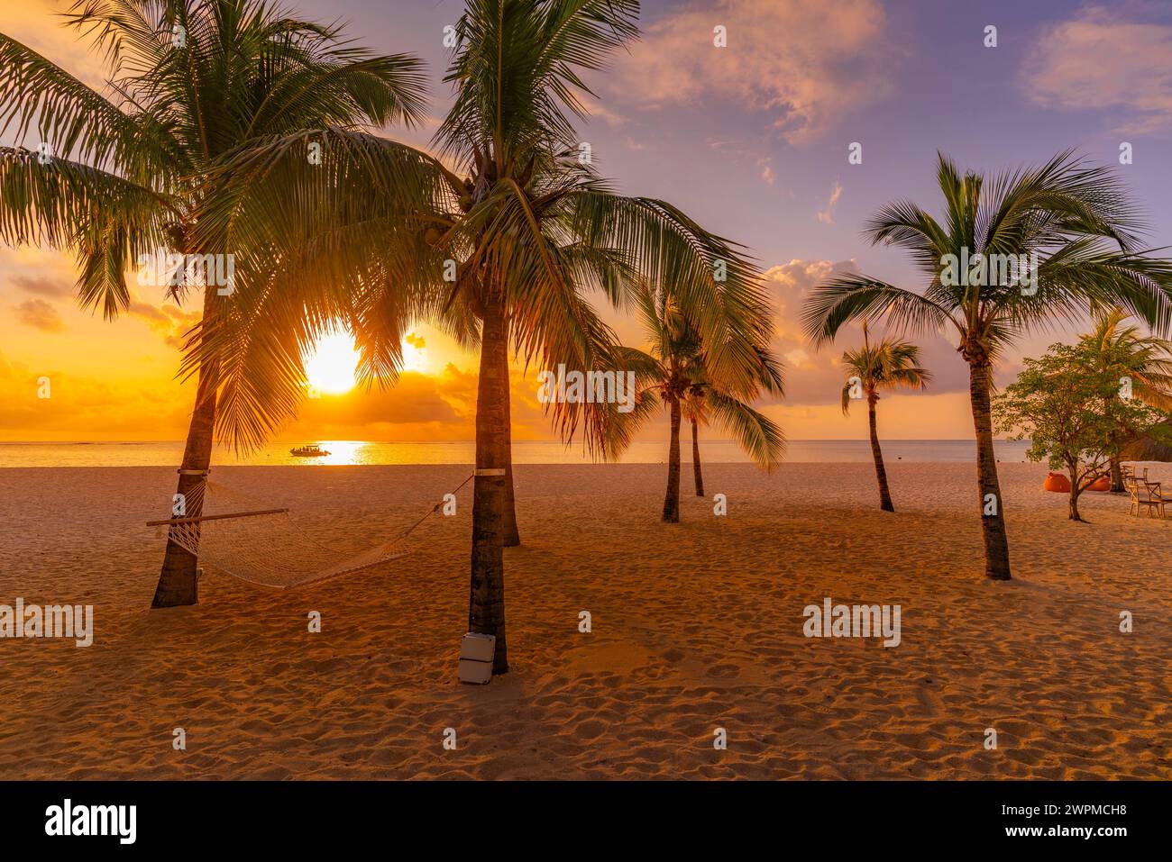 View of Le Morne Public Beach at sunset, Le Morne, Riviere Noire ...