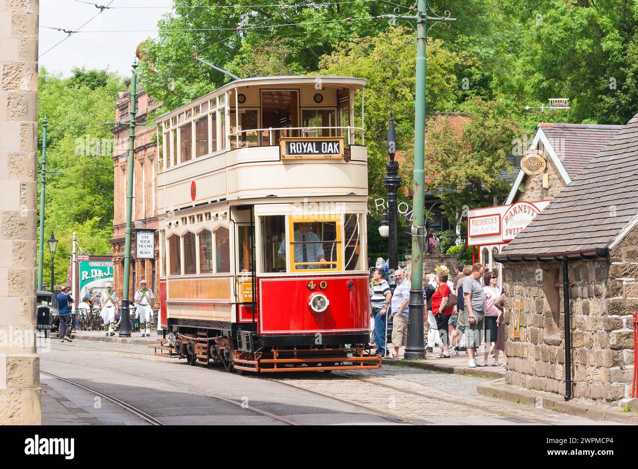 Trams at the Crich Tramway museum Derbyshire Stock Photo - Alamy