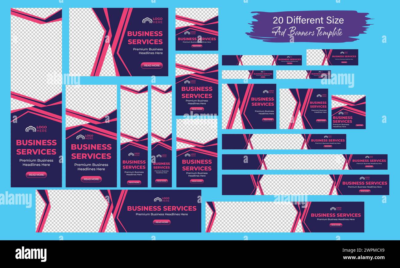 Modern web header banner template. horizontal and vertical web ads banner set. Gradient abstract ...