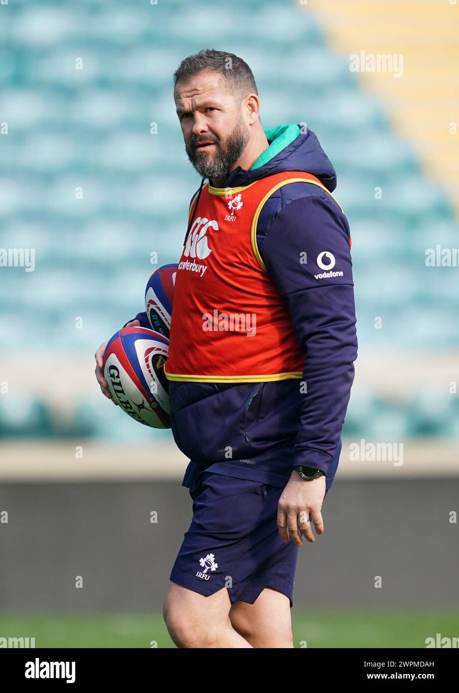Ireland head coach Andy Farrell during a team run at Twickenham Stadium ...