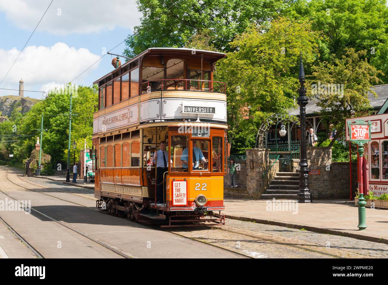 Trams at the Crich Tramway museum Derbyshire Stock Photo - Alamy