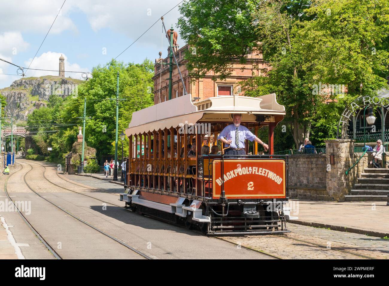 Trams at the Crich Tramway museum Derbyshire Stock Photo - Alamy