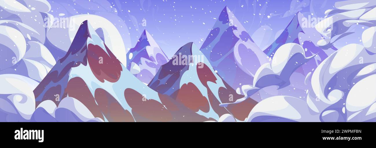 Flying above snowy rocky mountains Stock Vector Images - Alamy