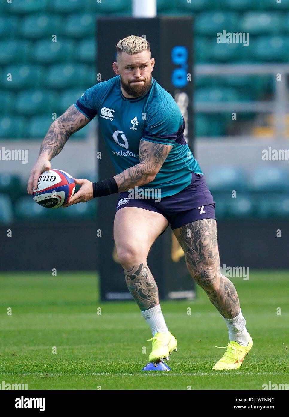 Ireland's Andrew Porter during a team run at Twickenham Stadium, London ...