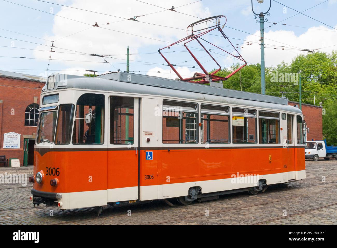 A former East Berlin tram at the Crich Tramway museum Derbyshire Stock ...