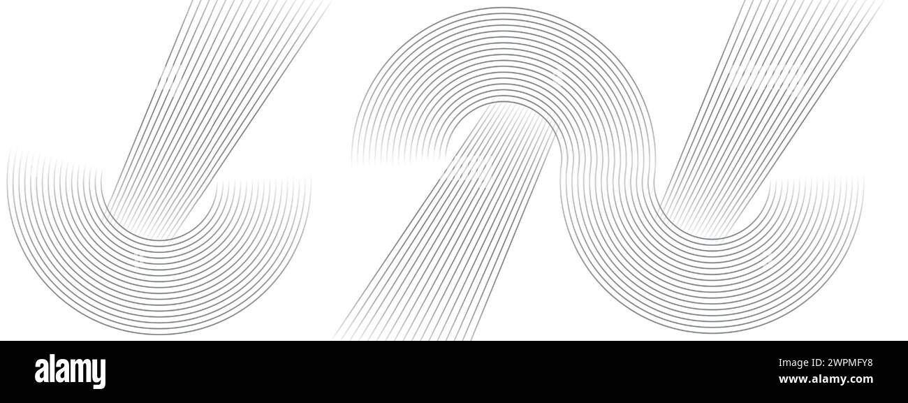 Abstract waving black circles lines technology white background ...