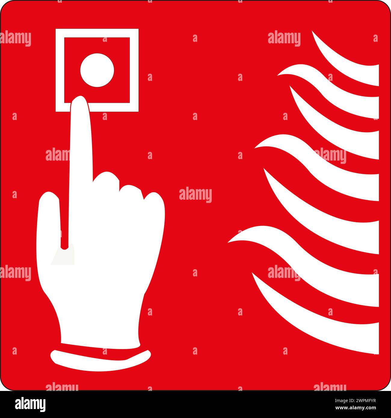 Fire alarm switch panel with finger indicating call button Stock Photo ...