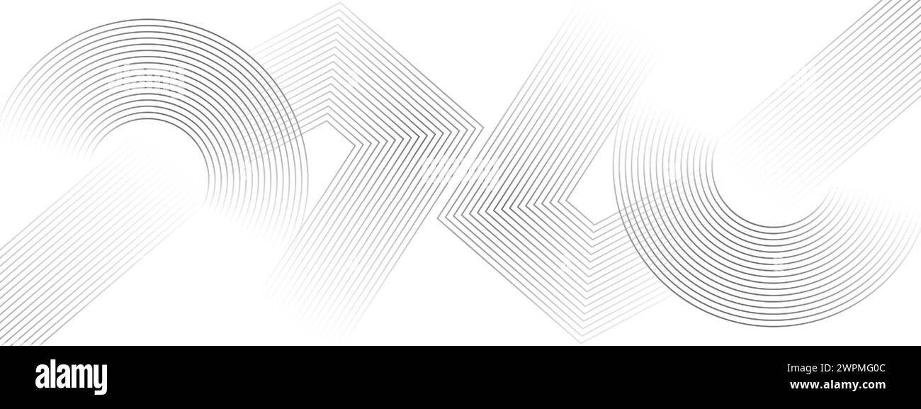 Abstract waving black circles lines technology white background ...