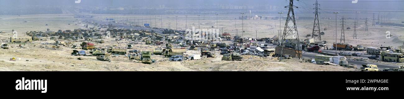 First Gulf War: 1st April 1991 A panorama of wrecked Iraqi Army ...