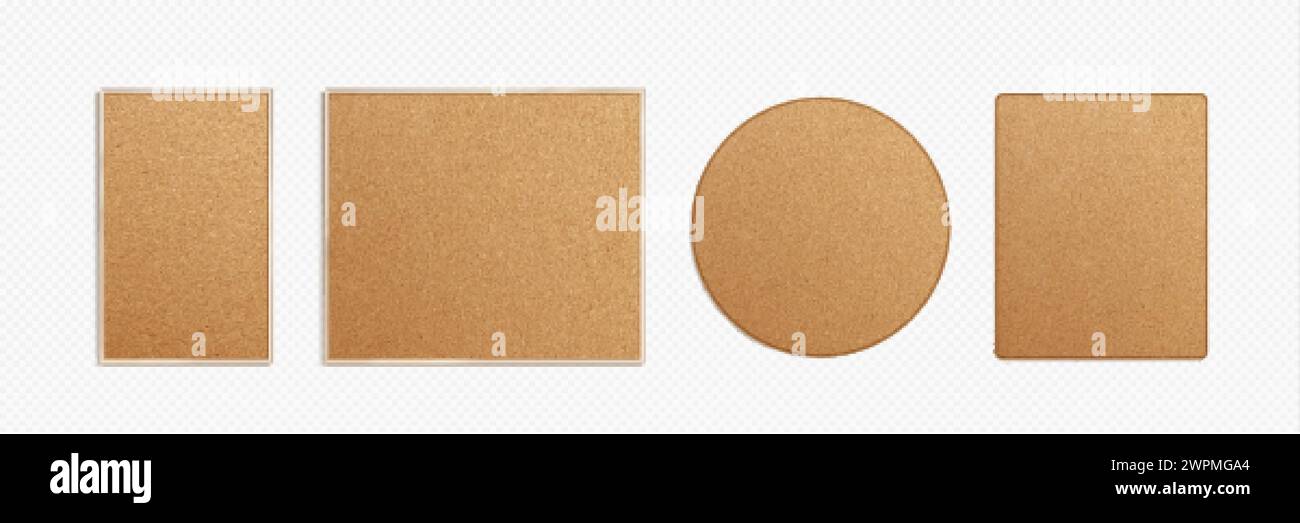 Set of memo pin boards with cork texture isolated on transparent ...